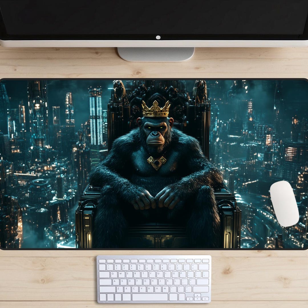 King of the Jungle Desk Mat, Ape King Desk Pad, Ruler of the Apes Desk ...