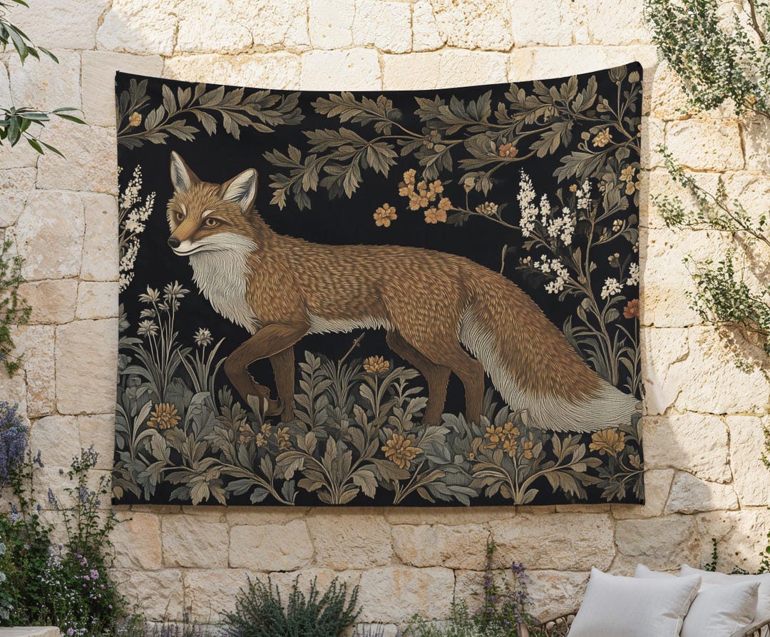 Red Fox Tapestry, Medieval Castle Decor, Renaissance Wall Hanging ...
