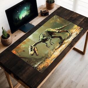 Undead Dinosaur Desk Mat, Dino Skeleton Desk Pad, Necromancer Desk ...
