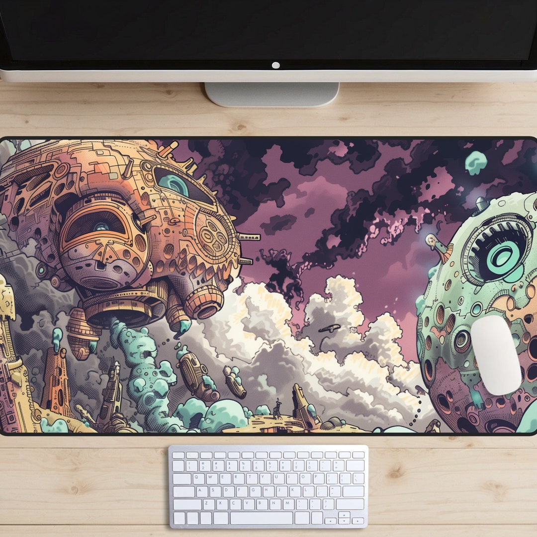 Divine Machines Desk Mat, Cyberpunk Desk Pad, Sci-fi Mousepad, Comic ...