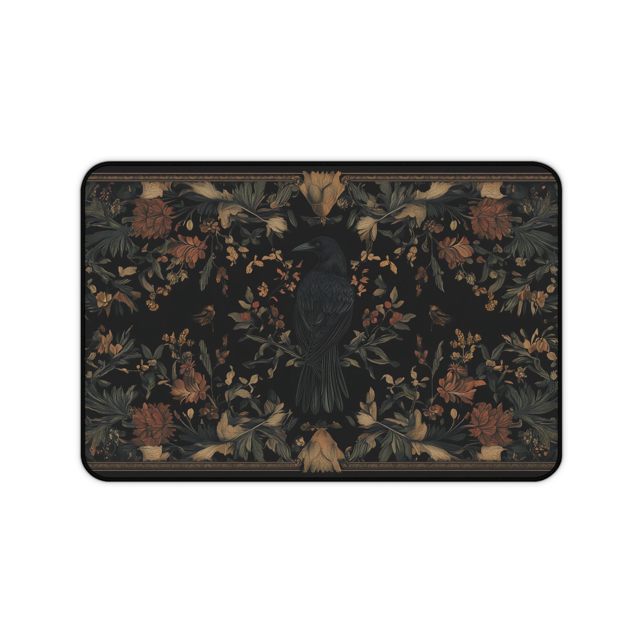 Raven Tapestry Desk Mat, Medieval Blackbird Desk Pad, Castle Decor Desk ...