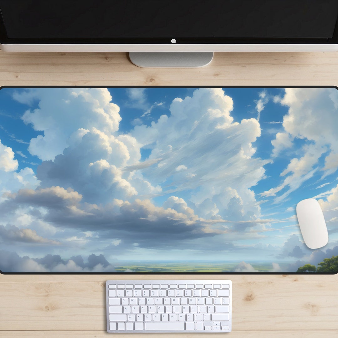 Cloudscape Desk Mat, Big Clouds Desk Mat, Sky Laptop Mat, Blue Mousepad ...