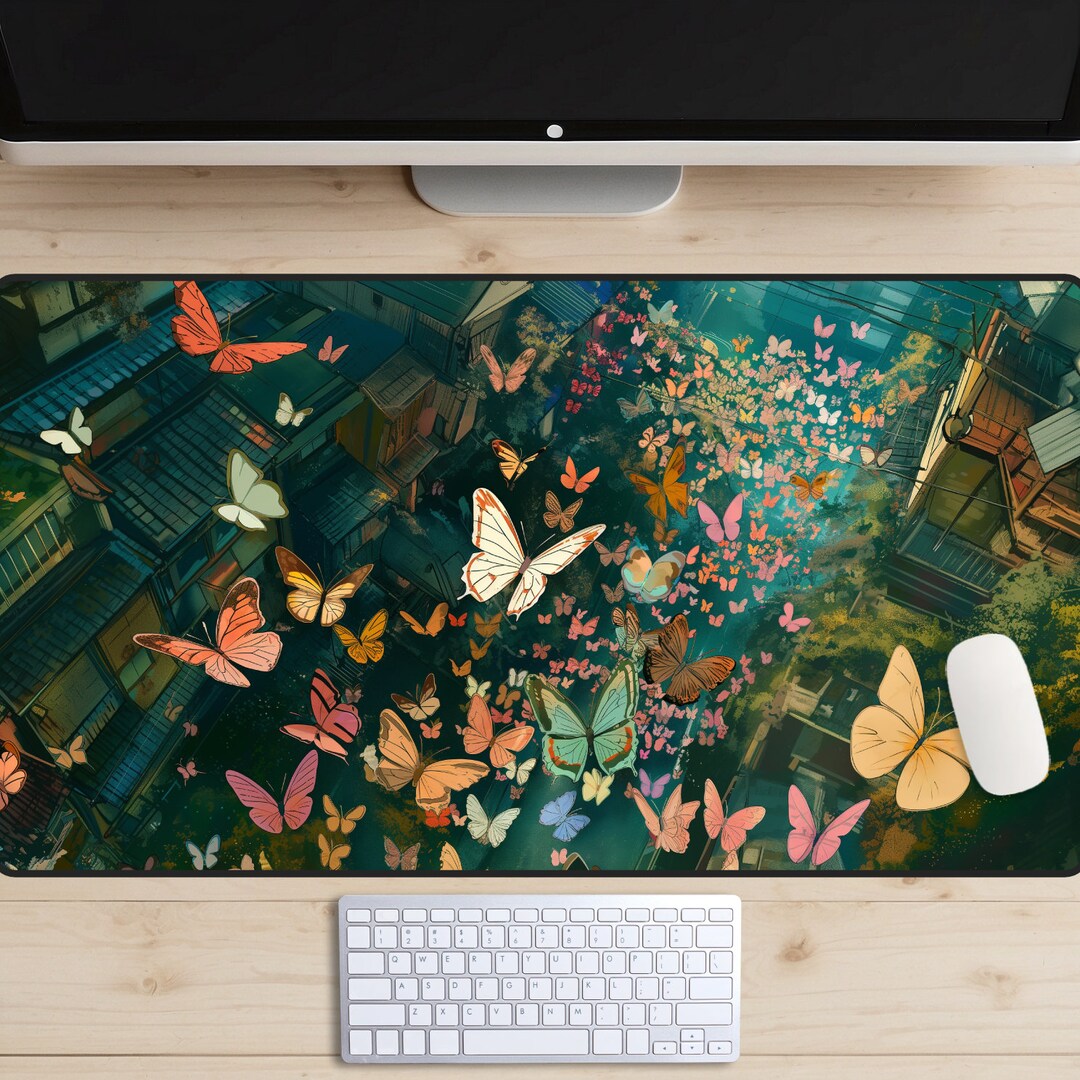 Butterfly Painting Desk Mat, Butterfly Road Desk Pad, Butterflies ...