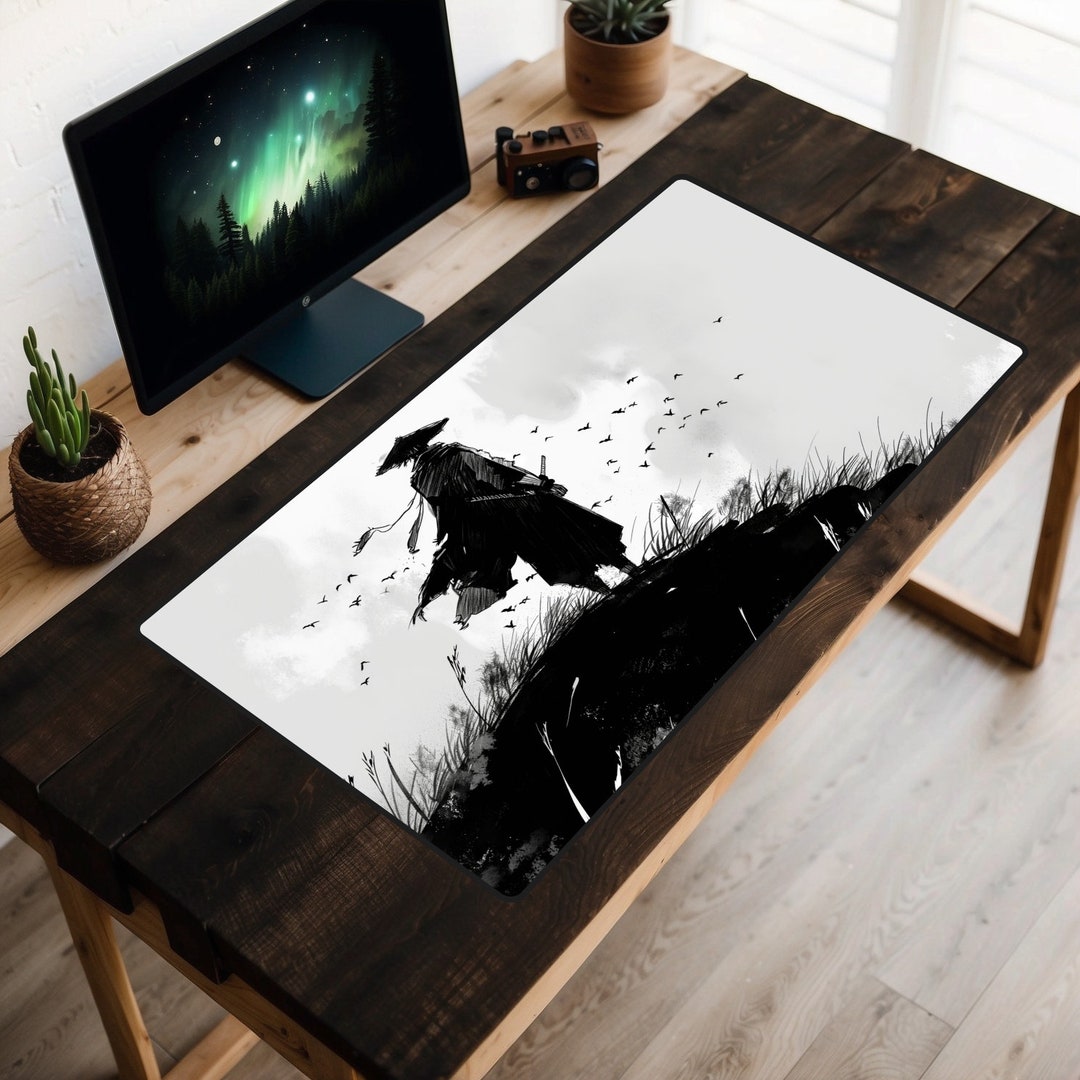 Samurai Serenity Desk Mat, Japanese Desk Pad, Japan Desk Decor, Fantasy ...