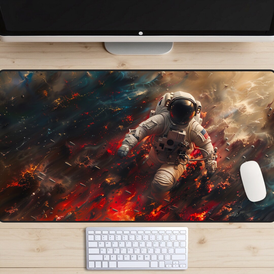 Astronaut Desk Mat, Cosmic Mousepad, Outer Space Play Mat, Sci Fi Desk ...