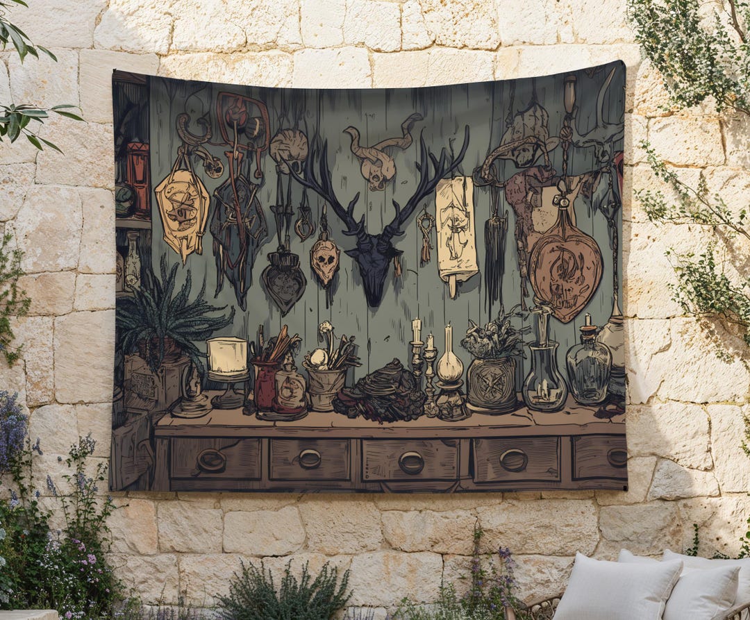 Nordic Witch Tapestry, Viking Witchcraft Wall Hanging, Norse Seer Wall ...