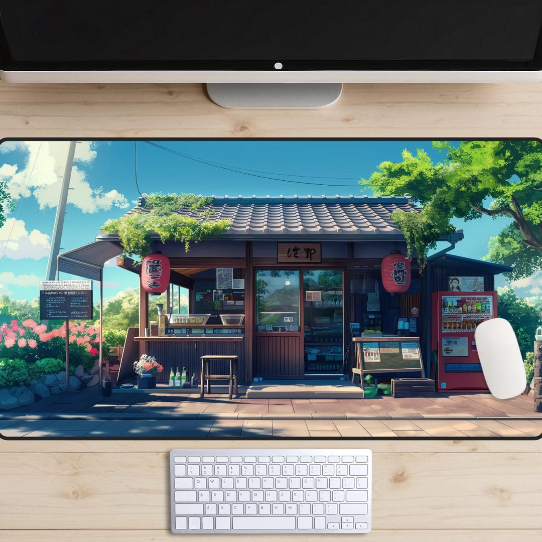 Lofi Coffee Shop Desk Mat, Tokyo Coffee Stand Desk Pad, Japanese Food ...