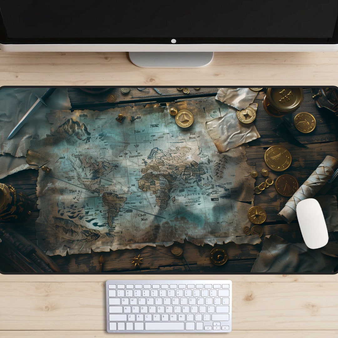 Coastal Pirate Map Desk Mat, MTG Play Mat, Fantasy Desk Pad, Lorcana ...