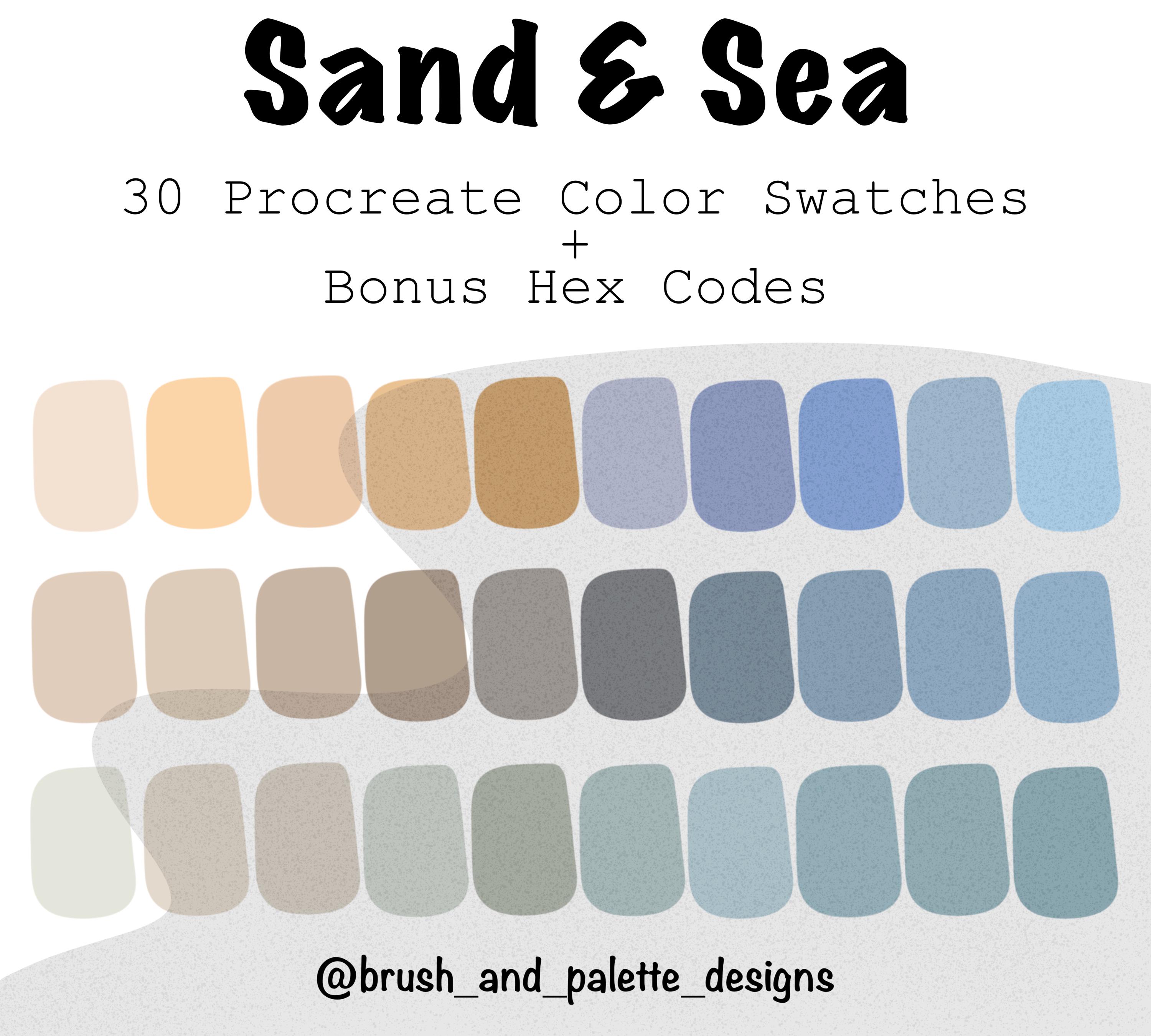 Sand and Sea Procreate Color Palette: Warm Neutrals and Ocean Blues ...