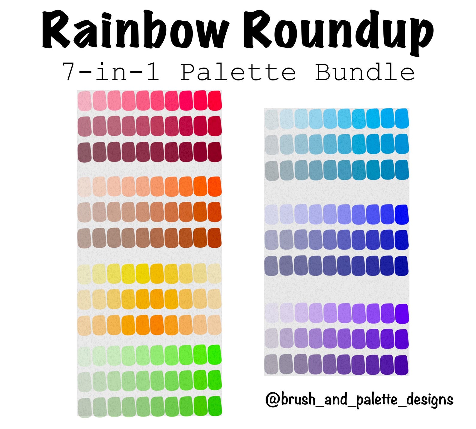 Rainbow Roundup: 7-in-1 Procreate Color Palette Bundle + BONUS Hex ...