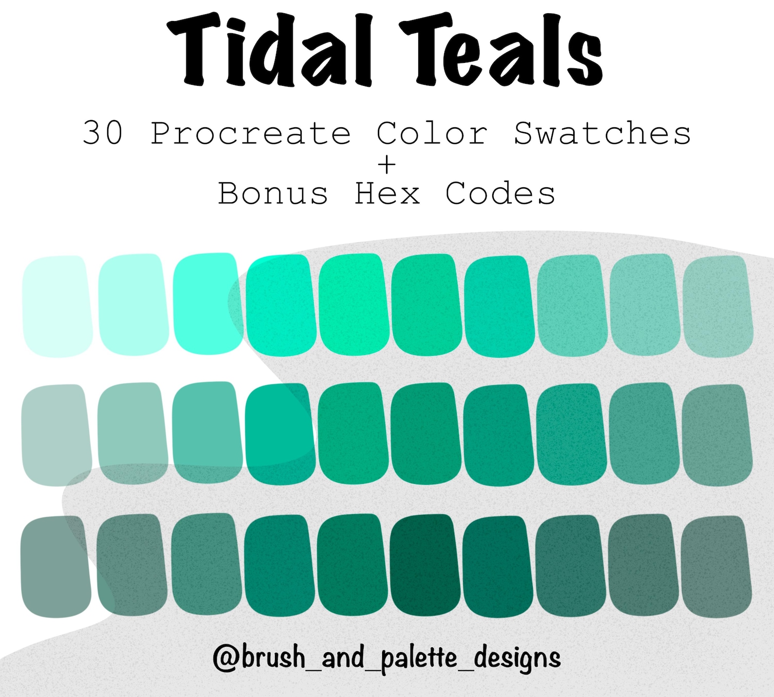 Tidal Teals Procreate Color Palette: Gradient Seafoam, Mint, and Ocean ...