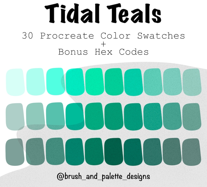 Tidal Teals — Procreate Color Palette, Gradient, Seafoam, Mint, Ocean ...