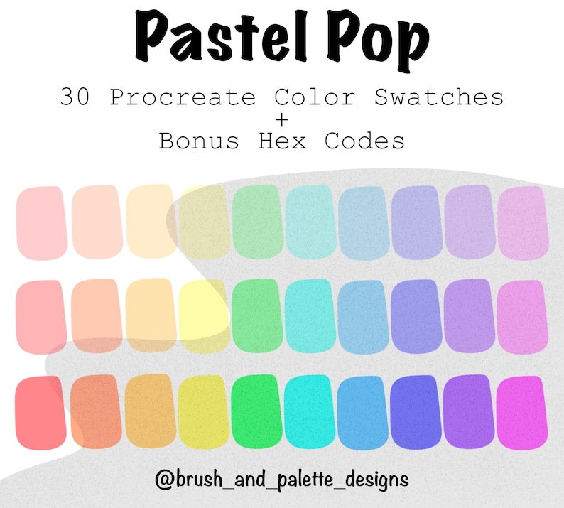 Pastel Pop Procreate Color Palette: Gradient Bright Rainbow Colors ...