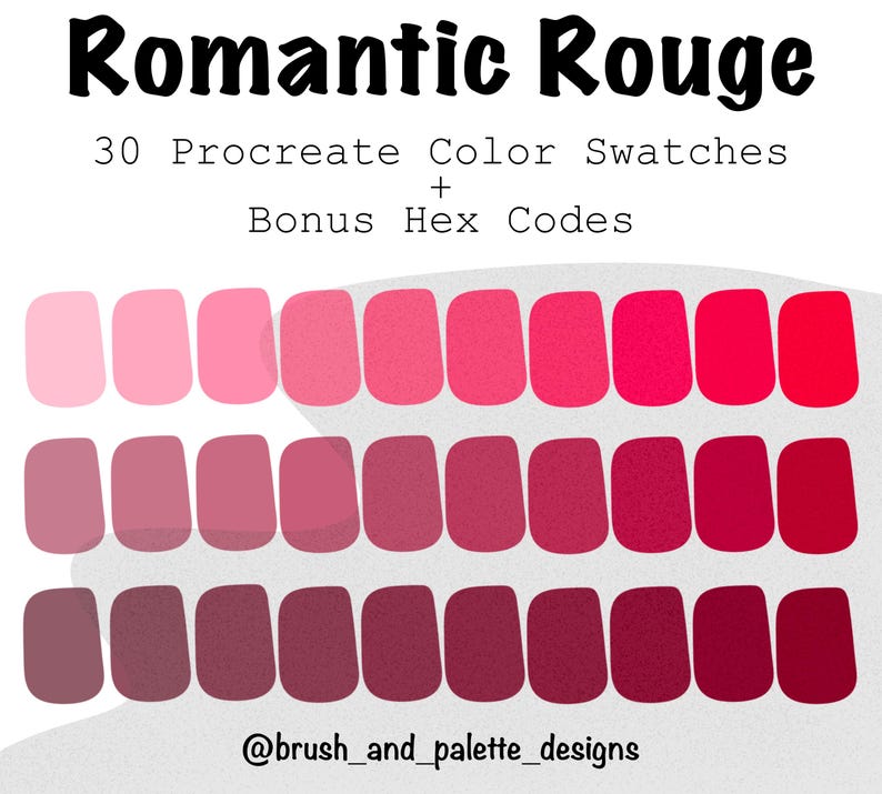 Romantic Rouge Procreate Color Palette: Gradient Red, Berry, Wine and ...