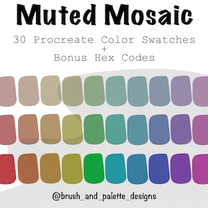 Muted Mosaic Procreate Color Palette: Gradient Desaturated Rainbow ...
