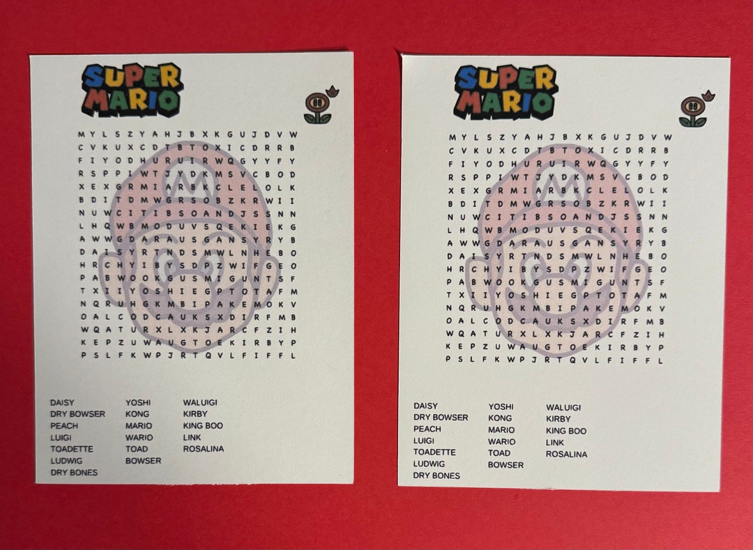 Mario Word Search - Etsy