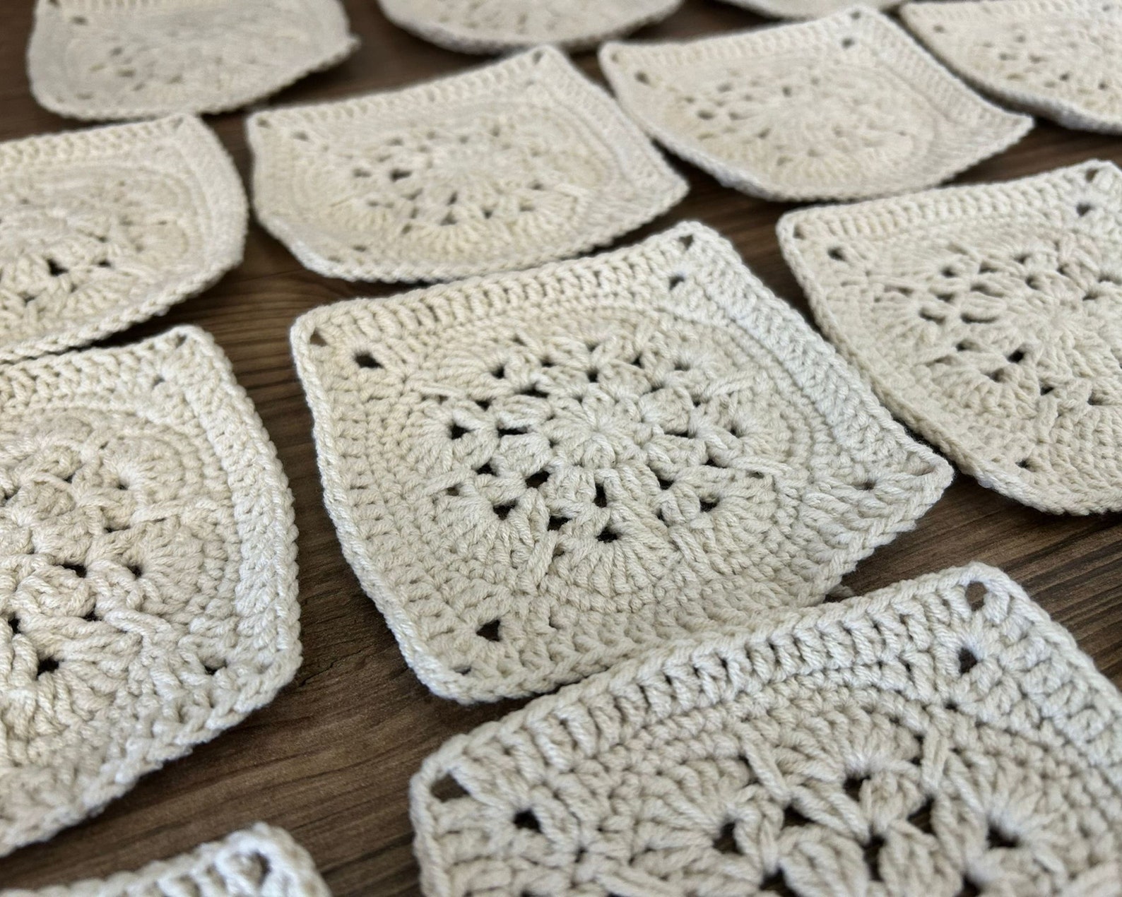 Handmade Crochet Granny Squares: Cotton Knit Motif Patches (100 Piece ...