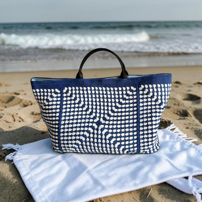 Handmade Granny Square Crochet Tote, Large Summer Beach Style, Boho ...