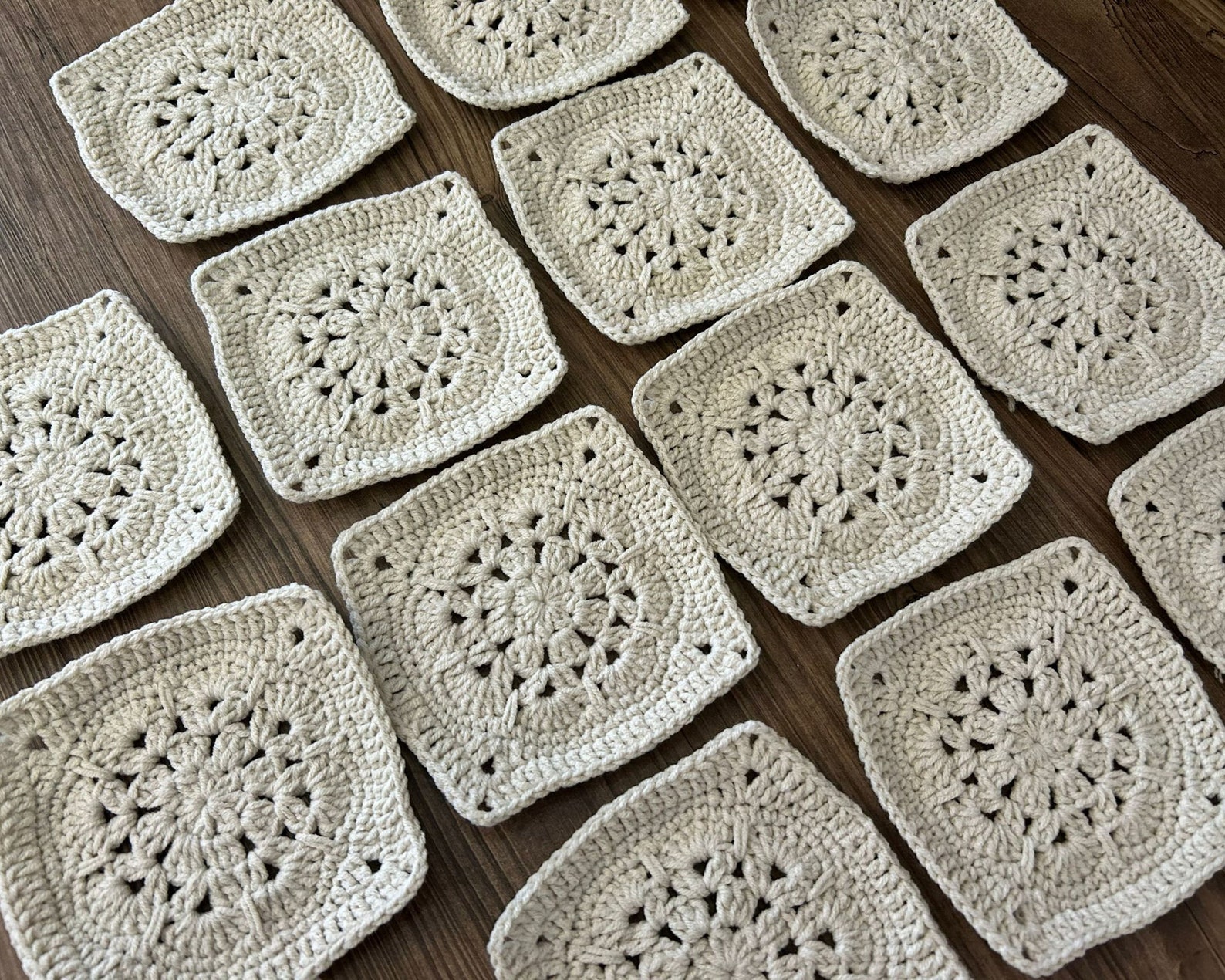 Handmade Crochet Granny Squares: Cotton Knit Motif Patches (100 Piece ...