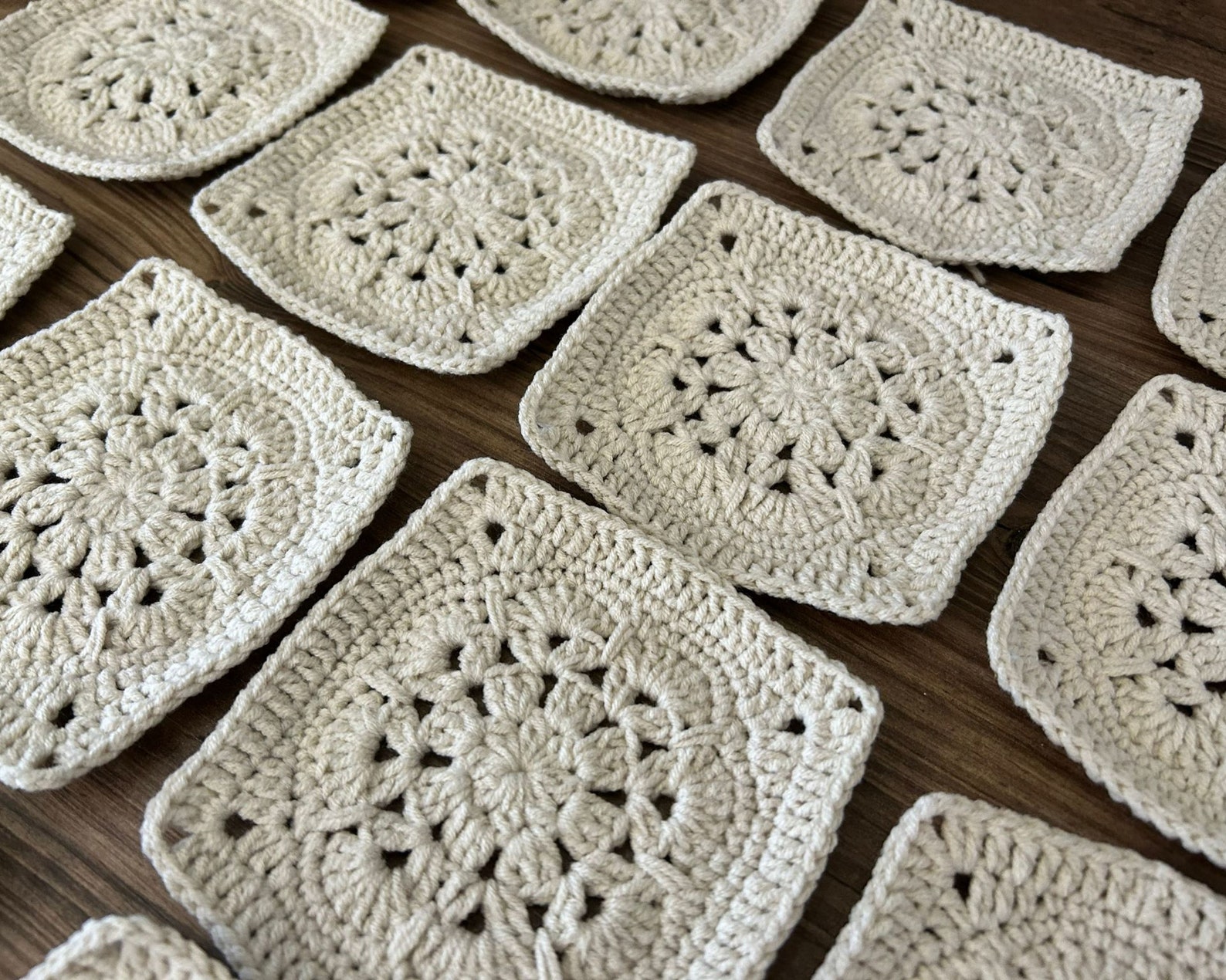 Handmade Crochet Granny Squares: Cotton Knit Motif Patches (100 Piece ...