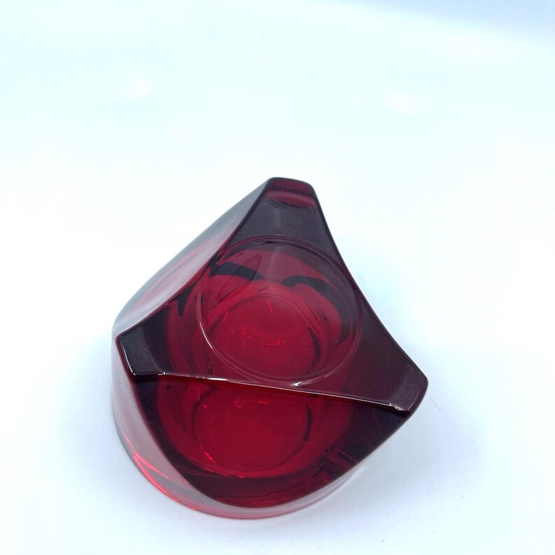 Vintage MCM VIKING Art Glass Ruby Red Atomic Orb Tripod Slant Ashtray ...