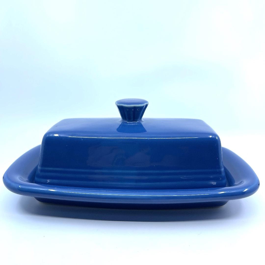 Cobalt Blue Ceramic Fiestaware Extra Large Lidded Covered Butter Dish ...