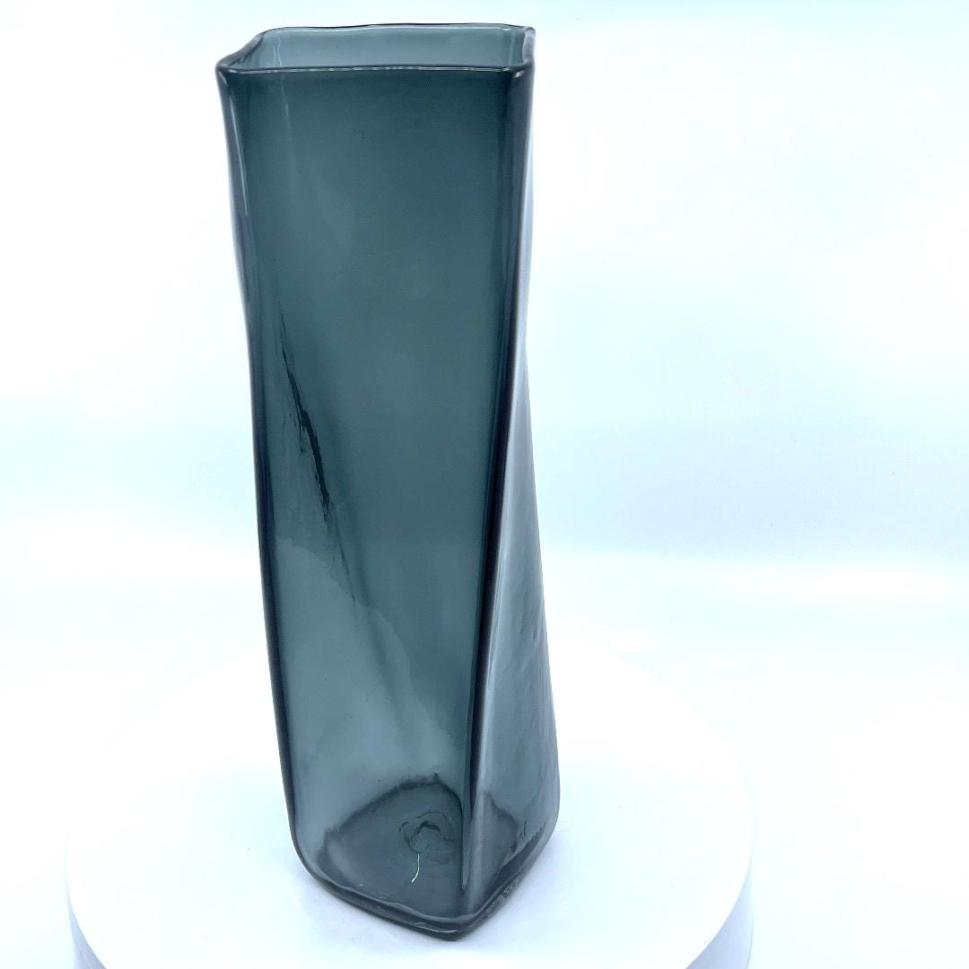 Rare Vtg 1958 Blenko Charcoal Twist Vase #5835, Retro Handmade Art ...