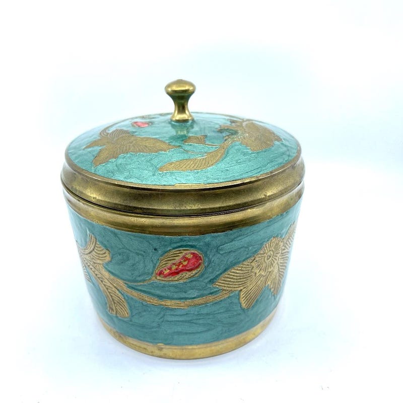 Turquoise Brass Container - Etsy