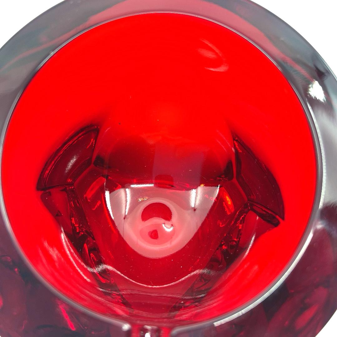 Vintage MCM VIKING Art Glass Ruby Red Atomic Orb Tripod Slant Ashtray ...