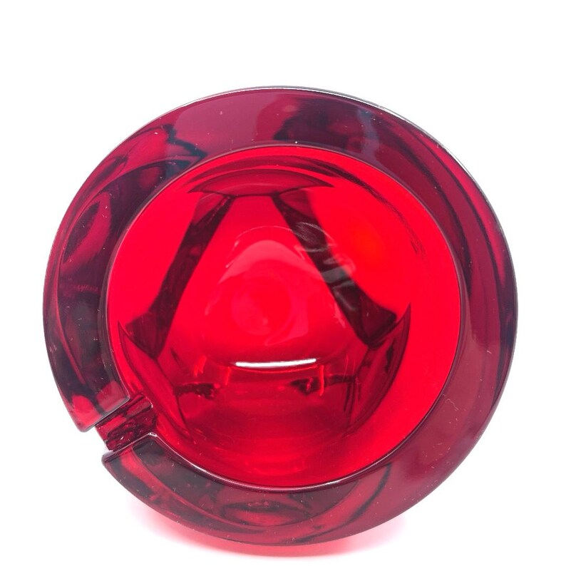 Vintage MCM VIKING Art Glass Ruby Red Atomic Orb Tripod Slant Ashtray ...
