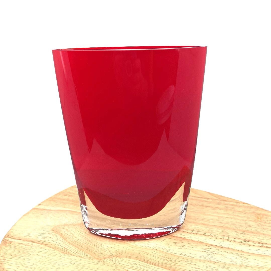 Vintage LSA International Ruby Red Oval Sommerso Ellipse Vase, MCM ...