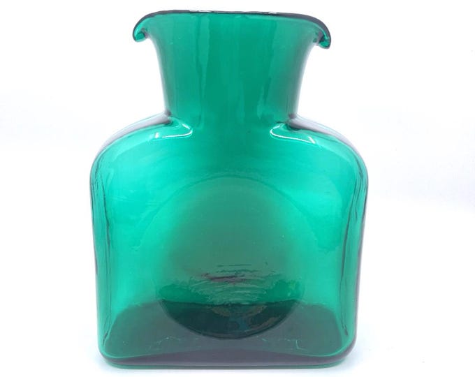 Blenko Glass Vintage Double Spouted #384 Water Pitcher 36oz Large Green ...