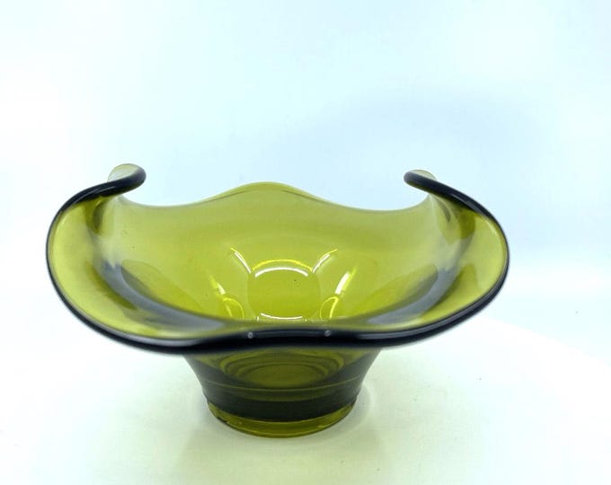 Vintage MCM VIKING Art Glass Avocado Epic Bonbon Bowl, Retro Green ...