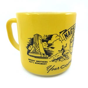 Vintage 1960 Federal Glass Nags Head, NC Mug, Yellow Black Milk Glass ...