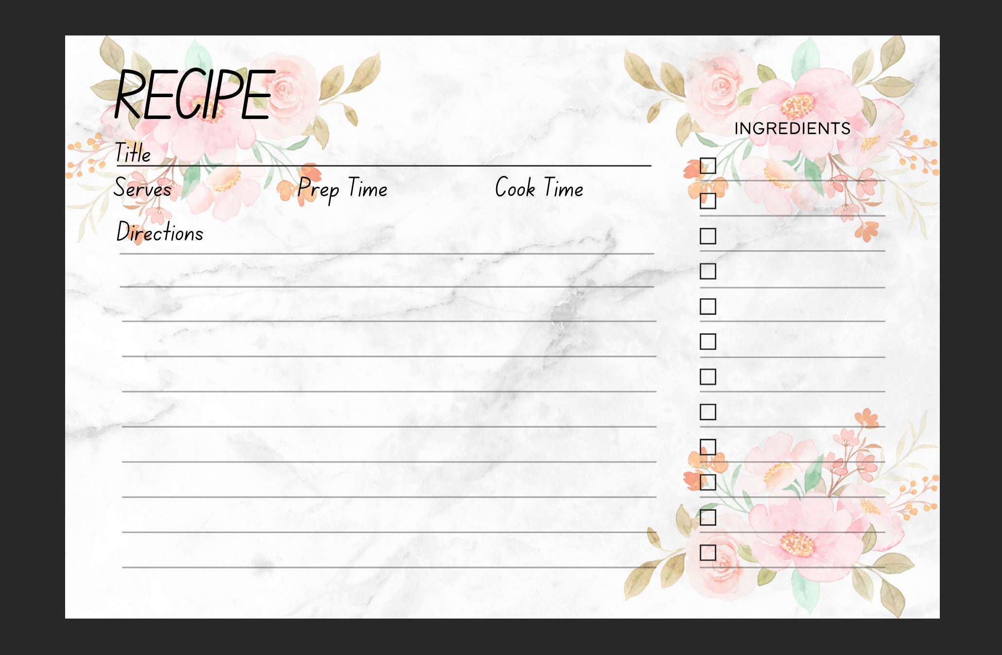 Recipe Cards Downloadable & Printable - Etsy