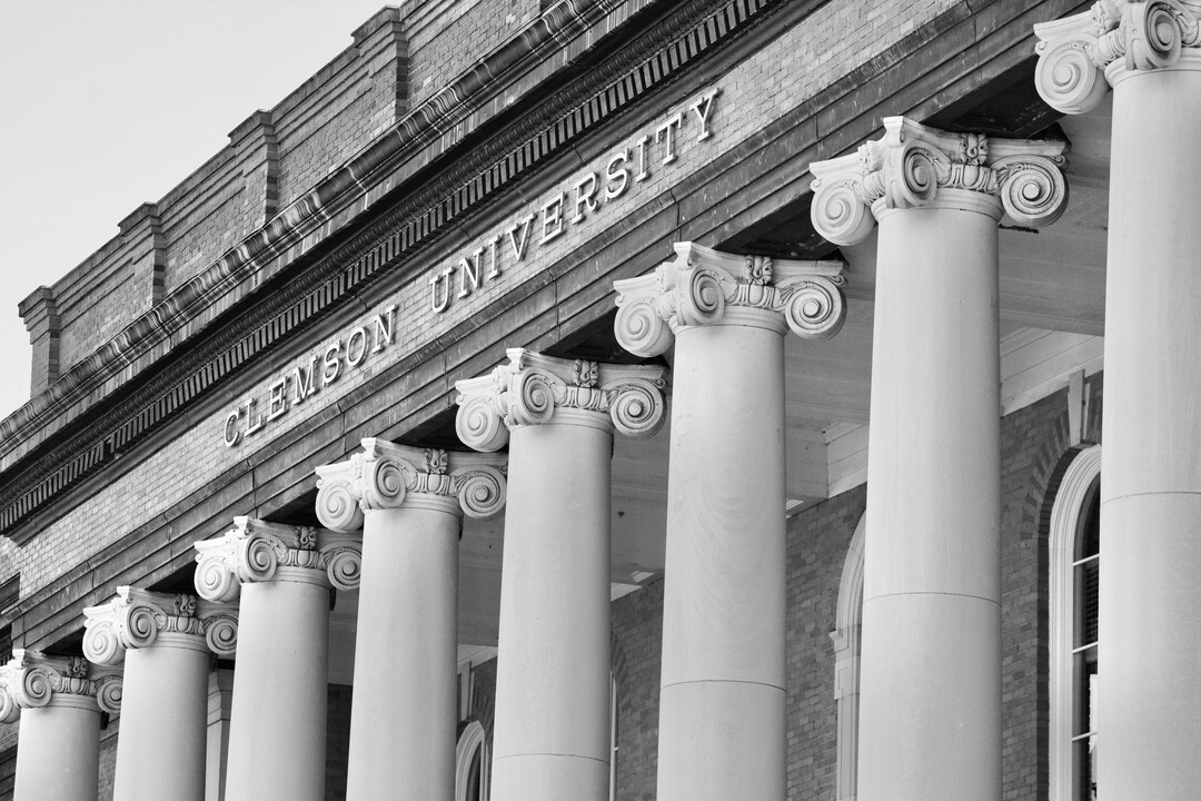 Clemson University Sikes Hall Black and White Photography Wall Art - Etsy