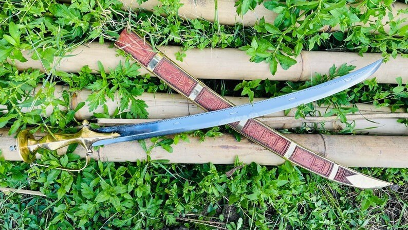 Egkh-24 Traditional Carving Sword talvar wooden Carving Sheath-metal ...