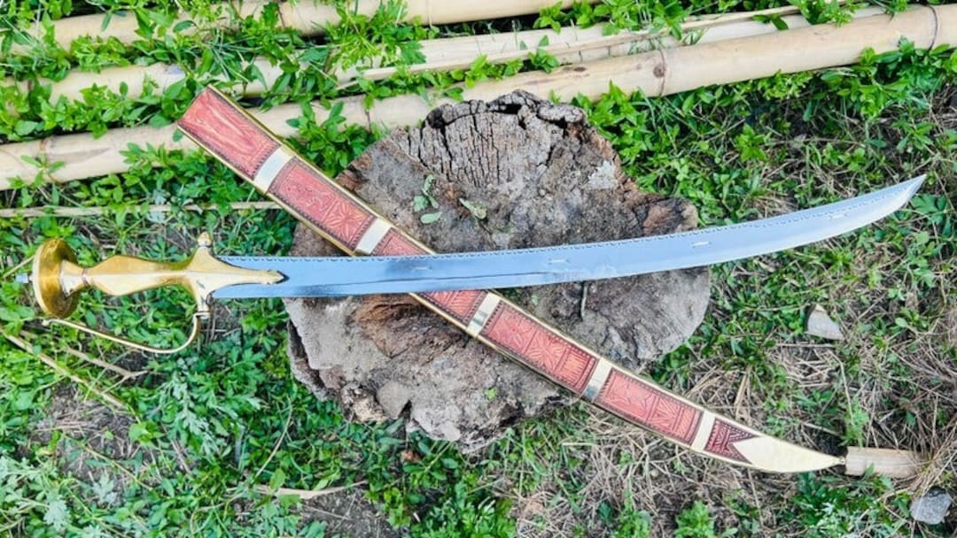 Egkh-24 Traditional Carving Sword talvar wooden Carving Sheath-metal ...