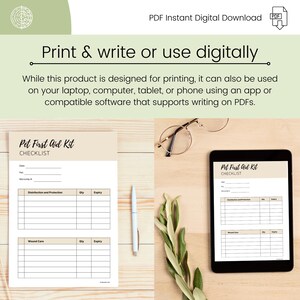 Pet First Aid Kit Checklist, Dog Care Planner, Medication Inventory ...