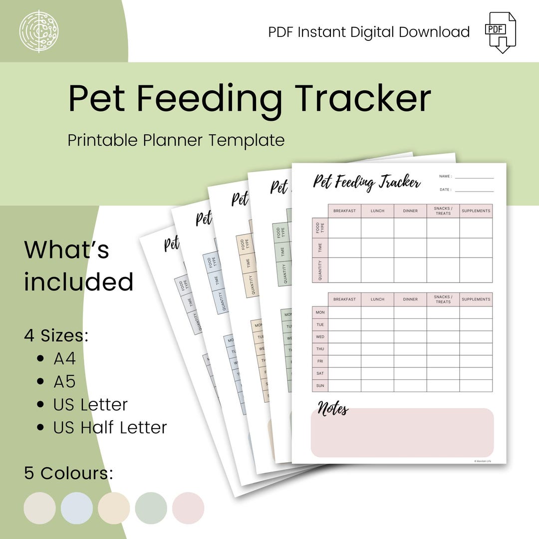 Pet Feeding Tracker, Weekly Dog Meal Planner, Animal Weight Management ...