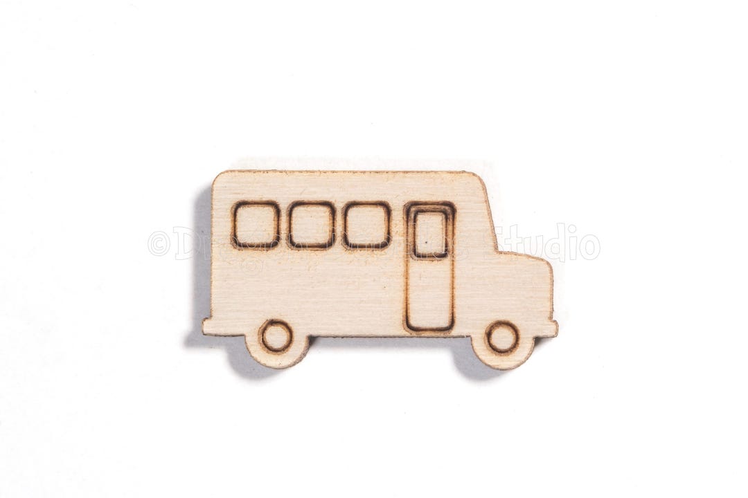 School Bus Shape Unfinished Wooden, Yellow Bus Blank Laser Cutout Wood ...