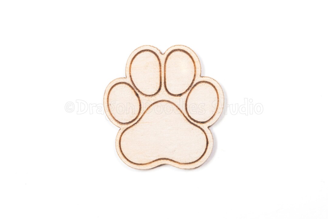Dog Foot Paw Print Shape Unfinished Wooden, Paw Print Blank Laser ...