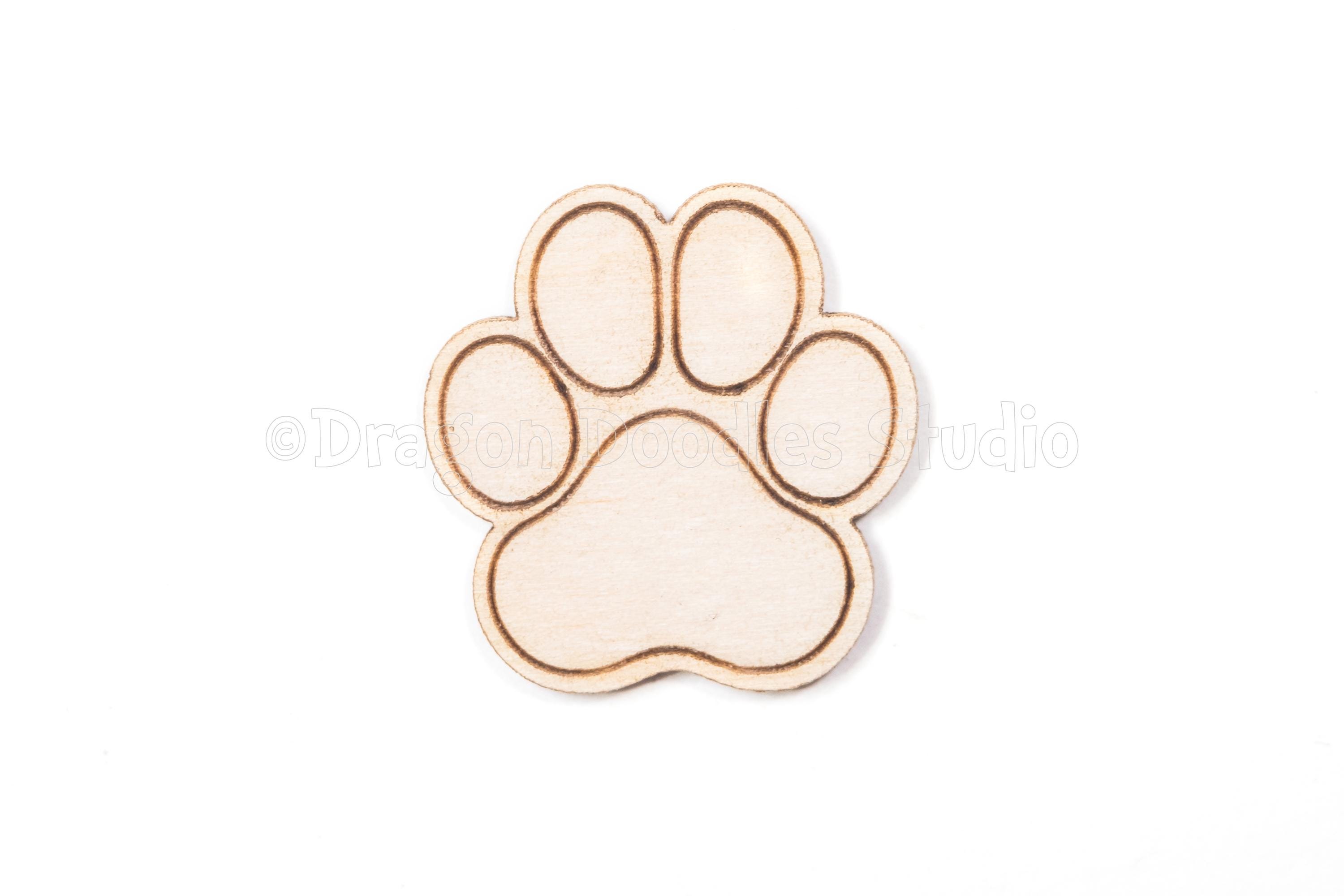 Dog Foot Paw Print Shape Unfinished Wooden, Paw Print Blank Laser ...
