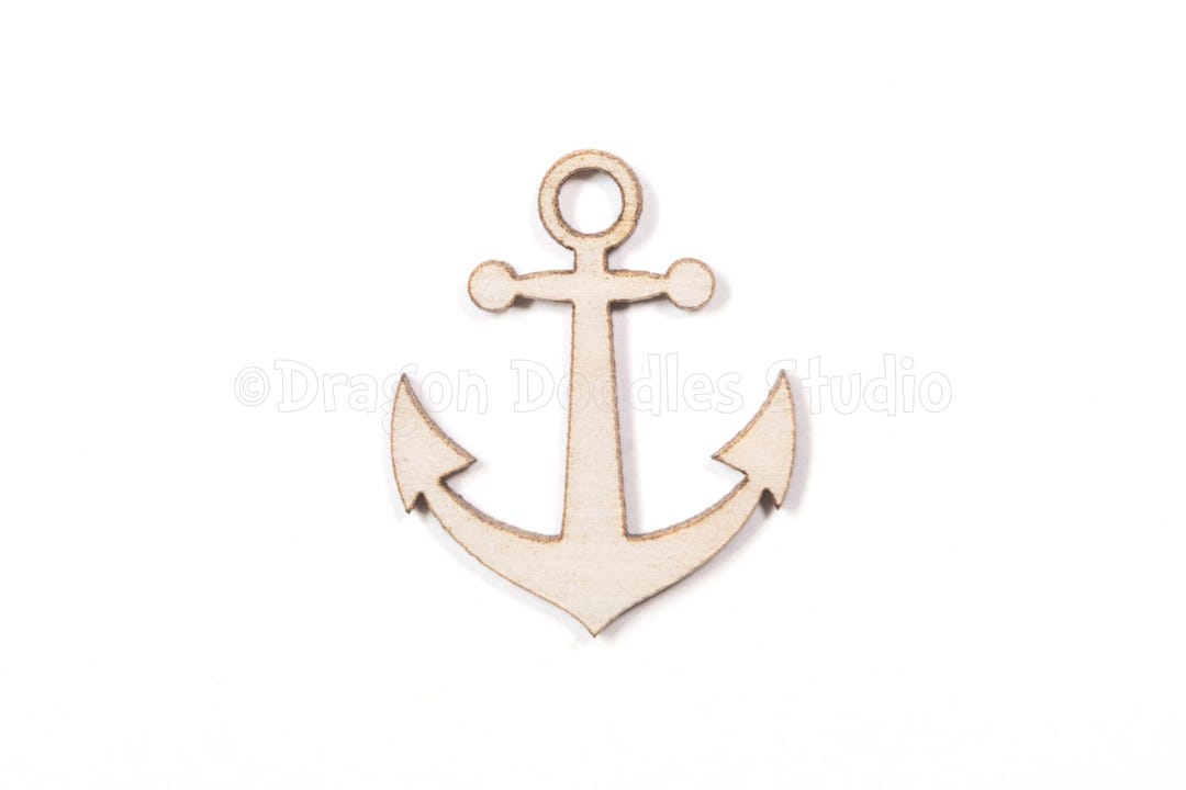 Unfinished Wooden Anchor Nautical Shape, Laser Cut Anchor Blank Cutout ...