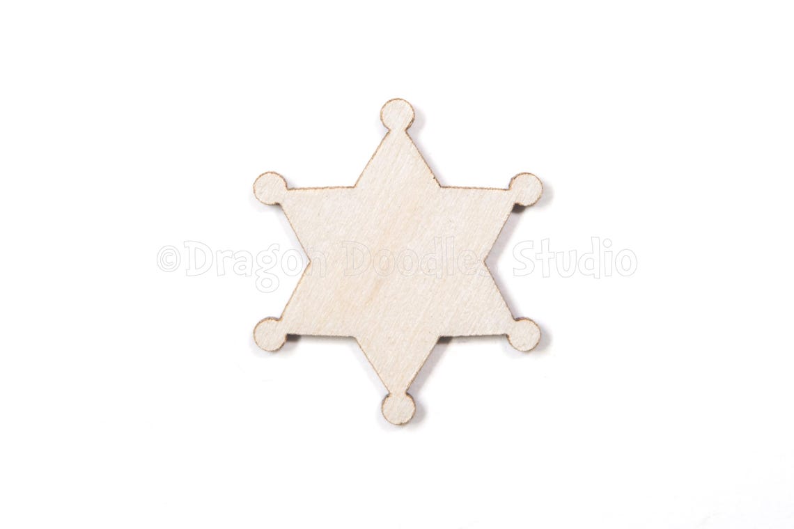 Sheriff Badge Shape Unfinished Wooden, Police Badge Blank Laser Cutout ...