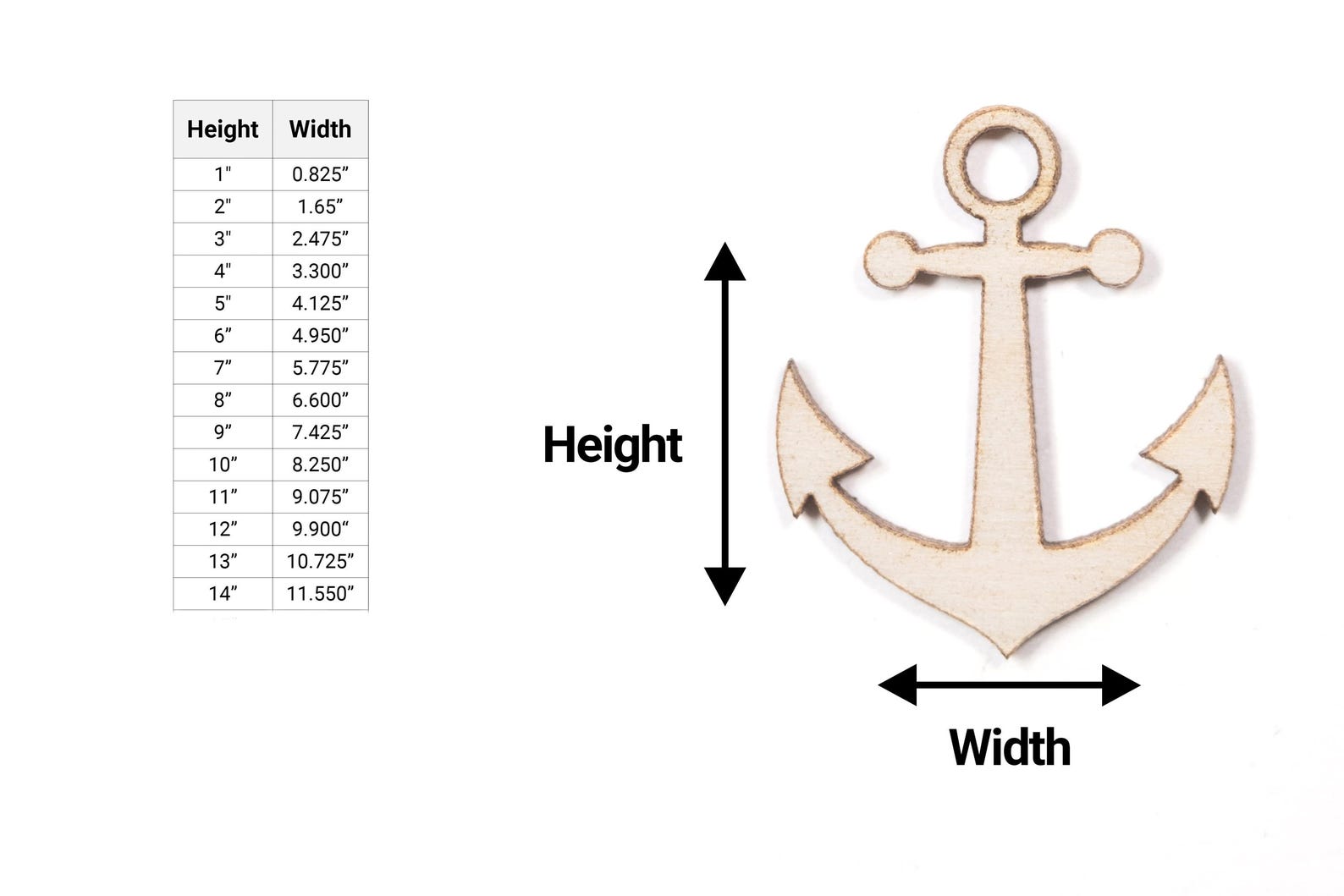 Unfinished Wooden Anchor Nautical Shape, Laser Cut Anchor Blank Cutout ...