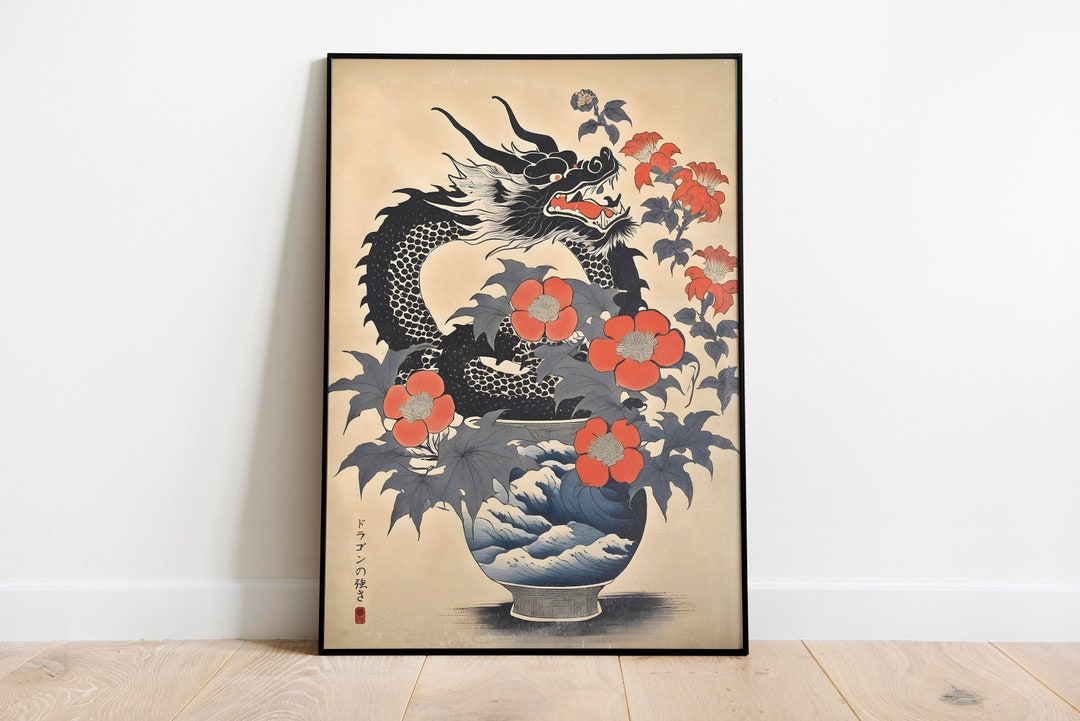 Vintage Japanese Dragon Poster - Etsy
