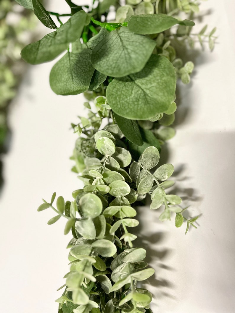 6 Feet Faux Eucalyptus Garland With Green and Silver Vines for ...