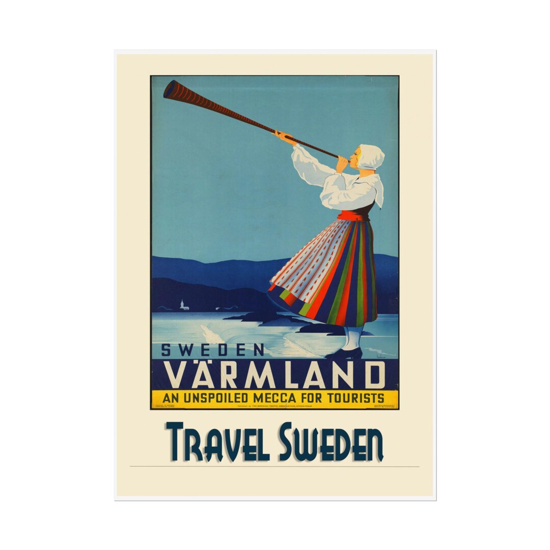 Vintage Travel Sweden Poster Rolled Posters, Large Wall Art, Retro Scandinavian Print ...