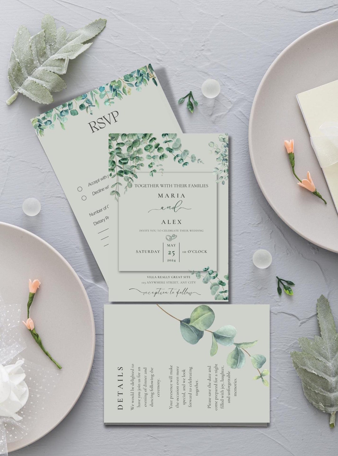 Elegant Wedding Invitation RSVP Details Trifold Seating Chart - Etsy